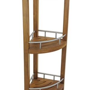 AquaTeak Patented Kai Corner Teak and Stainless 3 Shelf Corner Stand