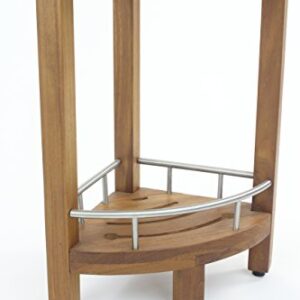 AquaTeak Patented Kai Corner Teak and Stainless 3 Shelf Corner Stand