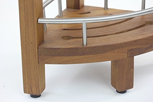 AquaTeak Patented Kai Corner Teak and Stainless 3 Shelf Corner Stand