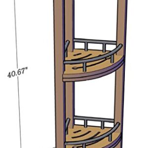 AquaTeak Patented Kai Corner Teak and Stainless 3 Shelf Corner Stand