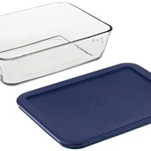 Anchor Hocking 6-Cup Rectangular Food Storage Containers with Blue Plastic Lids, Pack of 4