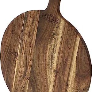 Mountain Woods Hand Crafted Large Acacia Wood Pizza Peel Charcuterie Board Artisanal Baking Board Cutting Board Serving Tray Paddle Serving Boards with Handle for Food, Fruits, Vegetables & Cheese Presentations - 21.25" x 16" x 0.625" (1)