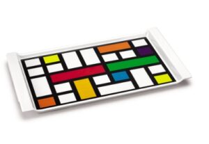 tea tray - mondrian inspired lattice pattern - melamine material - 18.82"l x 11.69"w x 1.18"h