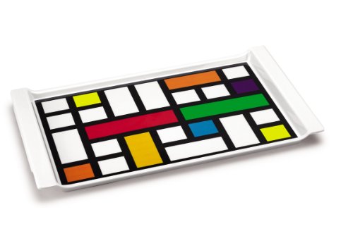 Tea Tray - Mondrian Inspired Lattice Pattern - Melamine Material - 18.82"L x 11.69"W x 1.18"H