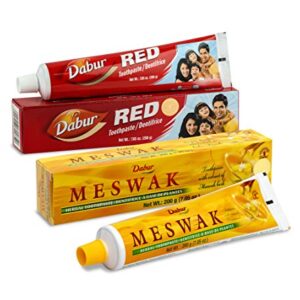 Dabur Meswak Toothpaste - Fluoride Free Toothpaste, Natural Toothpaste for Oral & Gum Health, Toothpaste for Dental Care. Natural Toothpaste with Miswak Essence, Daily for Oral Care (Pack of 3)