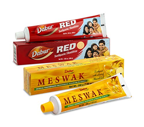 Dabur Meswak Toothpaste - Fluoride Free Toothpaste, Natural Toothpaste for Oral & Gum Health, Toothpaste for Dental Care. Natural Toothpaste with Miswak Essence, Daily for Oral Care (Pack of 3)