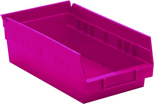 Quantum Storage QSB102PK 30-Pack 4" Hanging Plastic Shelf Bin Storage Containers, 11-5/8" x 6-5/8" x 4", Pink