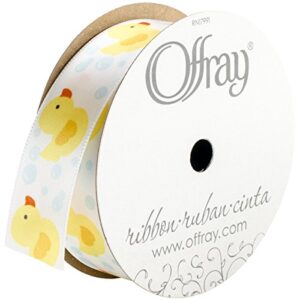 offray, white 808335 rubber ducky craft ribbon, 7/8-inch x 9-feet, 7/8" by 9'