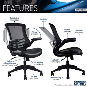 Stylish Mid-Back Mesh Office Chair With Adjustable Arms. Color: Black