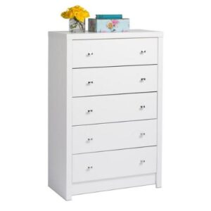 Prepac Calla 5 Drawer Dresser for Bedroom, Chest of Drawers, Bedroom Furniture, Clothes Storage and Organizer, 16" D x 30.25" W x 45" H, White, WDBR-0550-1