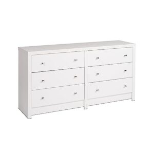 prepac calla 6-drawer dresser, white