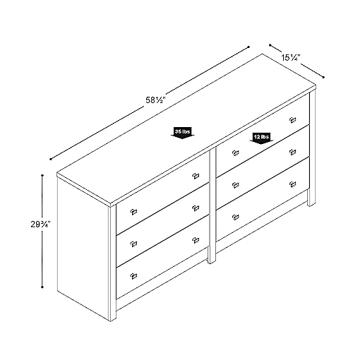 Prepac Calla 6-Drawer Dresser, White