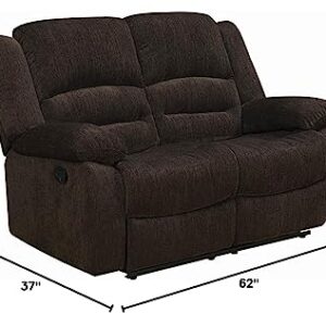 Coaster Home Furnishings Gordon Motion Loveseat Chocolate, 62"W x 37"D x 40"H (601462)