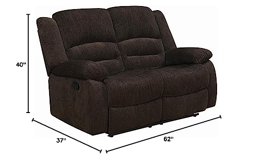 Coaster Home Furnishings Gordon Motion Loveseat Chocolate, 62"W x 37"D x 40"H (601462)