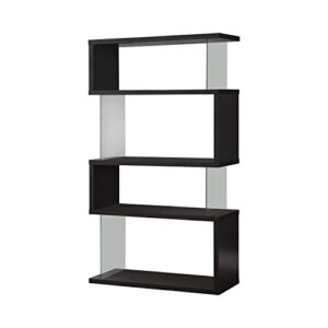 coaster furniture asymmetrical snaking bookcase black and clear 800340