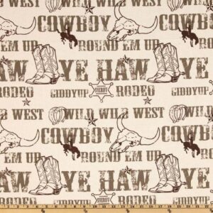 premier prints cowboy kelp/natural, fabric by the yard