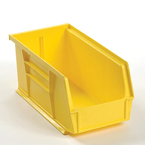 Global Industrial Yellow Plastic Stacking Bin 8-1/4 x 14-3/4 x 7 - Lot of 12