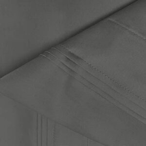 SUPERIOR 100% Egyptian Cotton 650 Thread Count, Olympic Queen 4-Piece Sheet Set, Deep Pocket, Single Ply, Solid, Grey