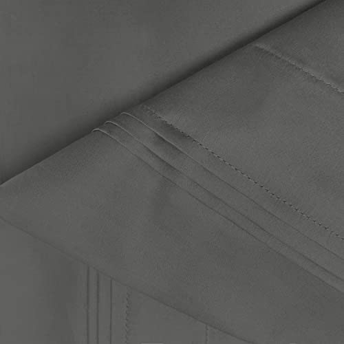 SUPERIOR 100% Egyptian Cotton 650 Thread Count, Olympic Queen 4-Piece Sheet Set, Deep Pocket, Single Ply, Solid, Grey