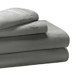 SUPERIOR 100% Egyptian Cotton 650 Thread Count, Olympic Queen 4-Piece Sheet Set, Deep Pocket, Single Ply, Solid, Grey