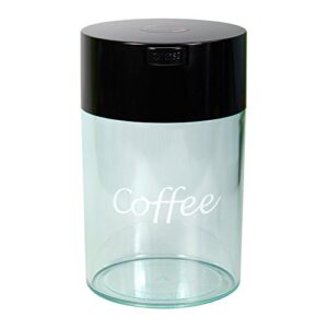 coffeevac 1 lb - the ultimate vacuum sealed coffee container, black cap & clear body w/logo