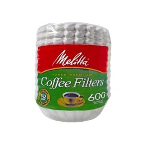 melitta 600 coffee filters, basket, pack of 600, 8-12 cups, white