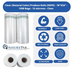 Plastic Bag-Clear HDPE Unprinted Produce Rolls 18"X24" 12 mic - 1200 bags/case