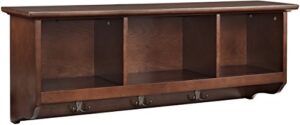 crosley furniture brennan entryway hanging storage shelf, vintage mahogany