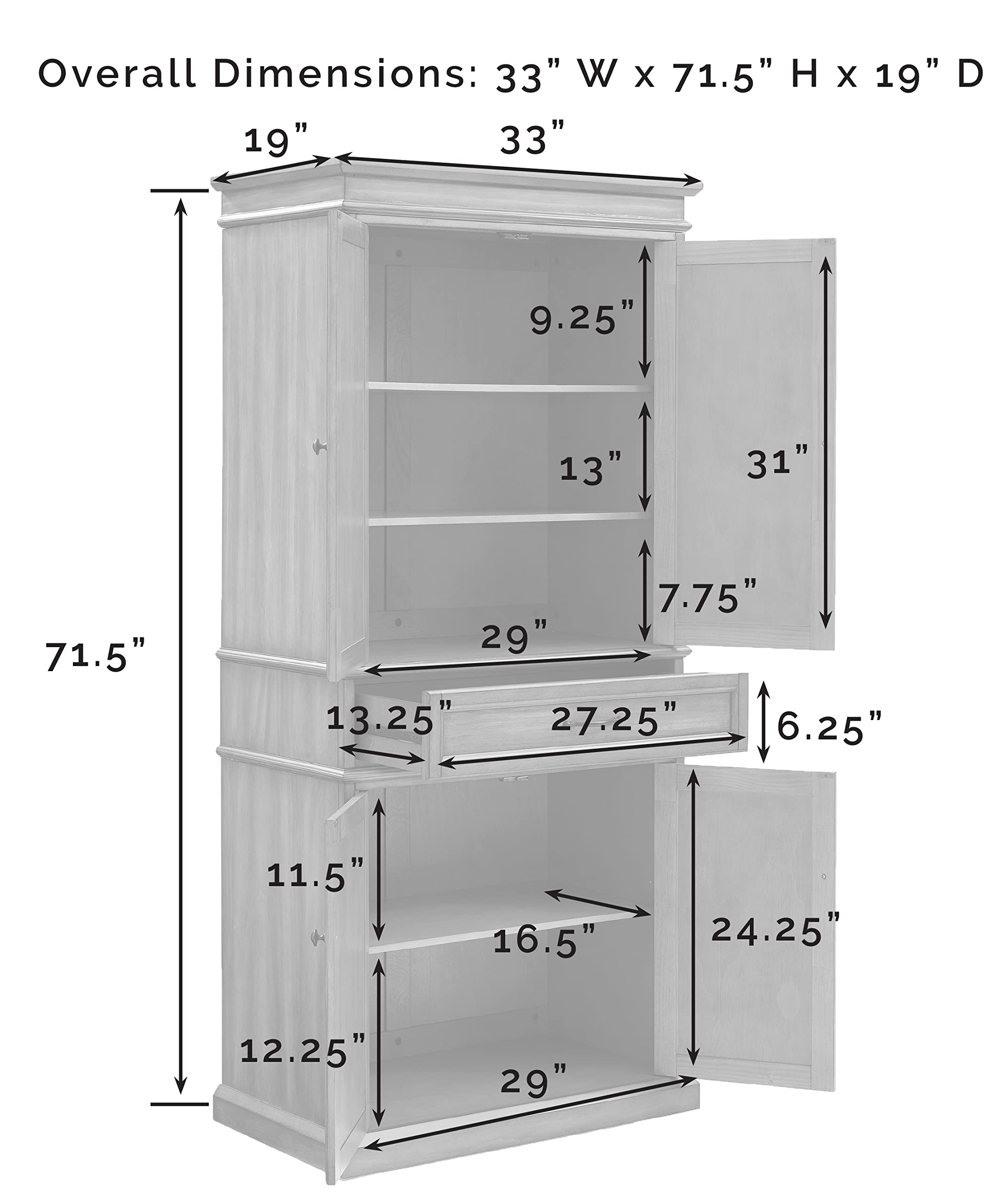 Crosley Furniture Parsons Pantry Cabinet, White