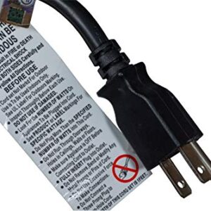 Cablelera Power Cord Extension and Splitter, NEMA 5-15P to NEMA 5-15R x 2, 16 AWG, 13A, 125V (ZWACPQAG-14) Black