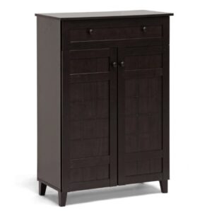 baxton studio glidden wood modern shoe cabinet, tall, dark brown