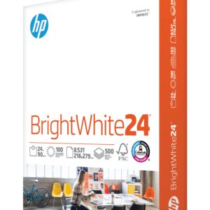 HP Printer Paper | 8.5 x 11 Paper | BrightWhite 24 lb |1 Ream - 500 Sheets| 100 Bright | Made in USA - FSC Certified | 203000R