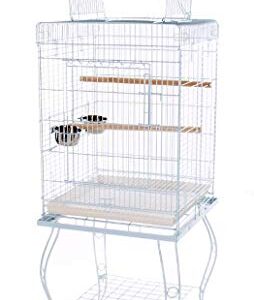 57" Rolling Standing Medium Dome Bird Cage Open Top Quaker Parrot Cockatiel Sun Parakeet Green-Cheek Conure Canary Lovebird Budgie Parrotlet Finch Cage with Detachable Stand