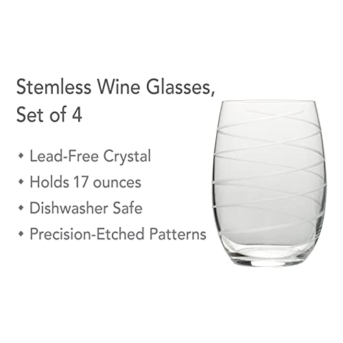 Mikasa Cheers Stemless Wine Glass, 17-Ounce, Set of 4, Clear