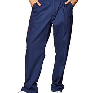 Dickies Men's Signature Elastic Waist Scrubs Pant, Navy, Large