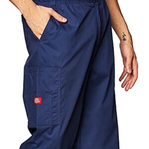 Dickies Men's Signature Elastic Waist Scrubs Pant, Navy, Large