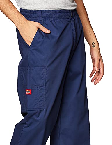 Dickies Men's Signature Elastic Waist Scrubs Pant, Navy, Large