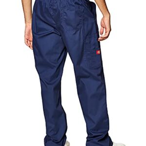 Dickies Men's Signature Elastic Waist Scrubs Pant, Navy, Large