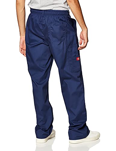 Dickies Men's Signature Elastic Waist Scrubs Pant, Navy, Large