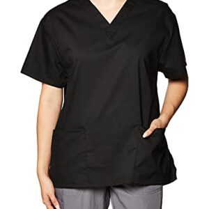 Dickies Women's EDS Signature Scrubs 86706 Missy Fit V-Neck Top (Size 2X-5X), Black, XXXX-Large