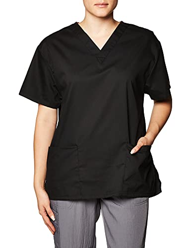 Dickies Women's EDS Signature Scrubs 86706 Missy Fit V-Neck Top (Size 2X-5X), Black, XXXX-Large