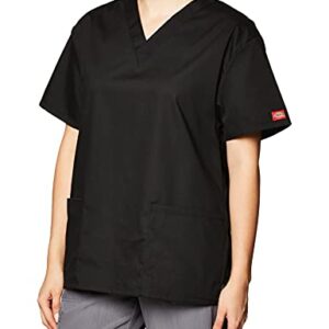 Dickies Women's EDS Signature Scrubs 86706 Missy Fit V-Neck Top (Size 2X-5X), Black, XXXX-Large