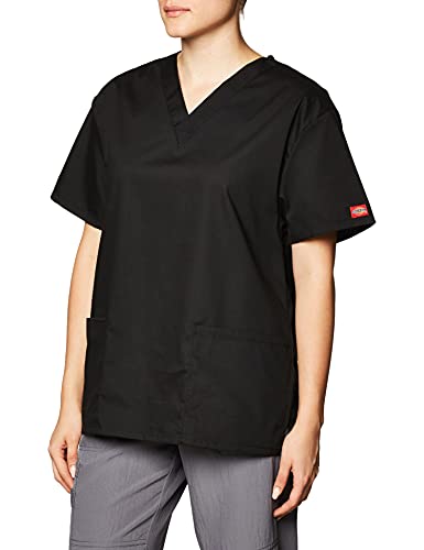 Dickies Women's EDS Signature Scrubs 86706 Missy Fit V-Neck Top (Size 2X-5X), Black, XXXX-Large