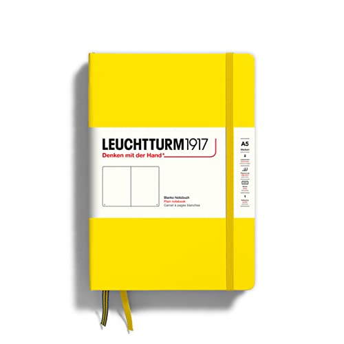 LEUCHTTURM1917 - Notebook Hardcover Medium A5-251 Numbered Pages for Writing and Journaling (Lemon, Plain)