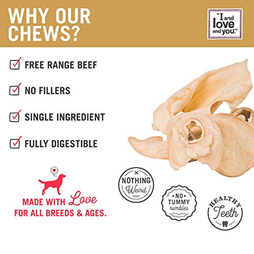 "I and love and you" Ear Candy Cow Ear Strips - Grain Free Dog Chews, 100% Beef Cow Ears, 2.5-Ounce