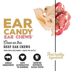 "I and love and you" Ear Candy Cow Ear Strips - Grain Free Dog Chews, 100% Beef Cow Ears, 2.5-Ounce