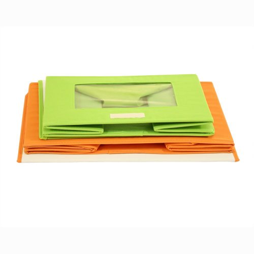 Seville Classics Fabric Storage Box Set, 2-Pack, Green/Orange