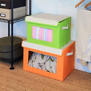 Seville Classics Fabric Storage Box Set, 2-Pack, Green/Orange