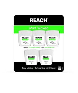 johnson & johnson reach mint waxed dental floss, 5 count