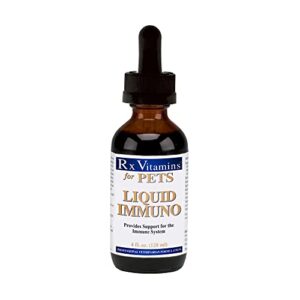 rx vitamins liquid immuno dog and cat immune support - l-lysine for cats - reishi mushroom supplement for dogs - feline & canine immune system support - bacon flavor - 4 oz